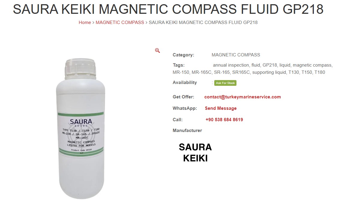 Magnetic compass model SAURA KEIKI SEISAKUSHO, SR-165.OR Available supporting liquid.