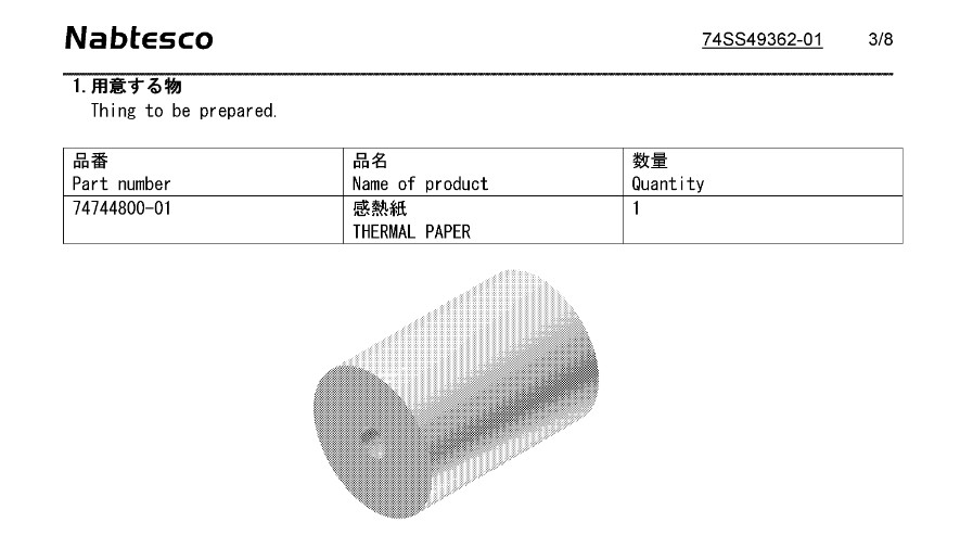 MANUFACTURER: NABTESCO CORPORATIONMODEL: ML-800V TELEGRAPH LOGGERPAPER ...
